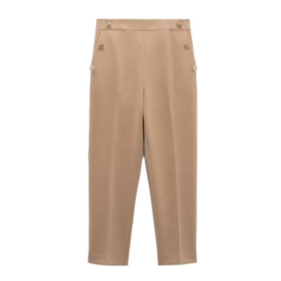 Zara | Pants & Jumpsuits | Nwt Zara Straight Leg Metallic Button ...